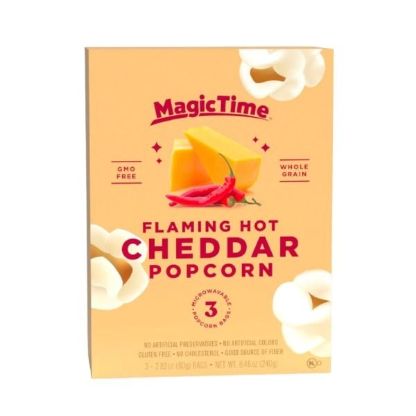 Magic Time Flaming Hot Cheddar Popcorn– 240 gr - Bubble Roma